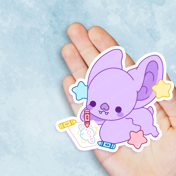Drawing Bright Bat Mascot Vinyl Sticker – Bright Bat Design