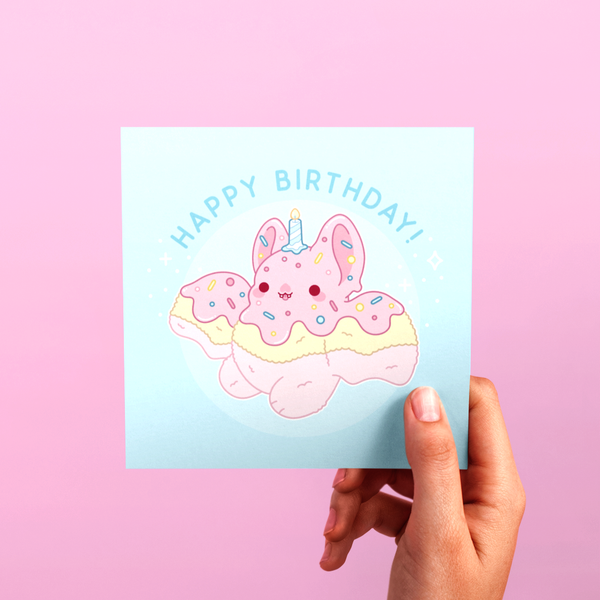 Bright Bat Cake Nugget Birthday Card – Bright Bat Design