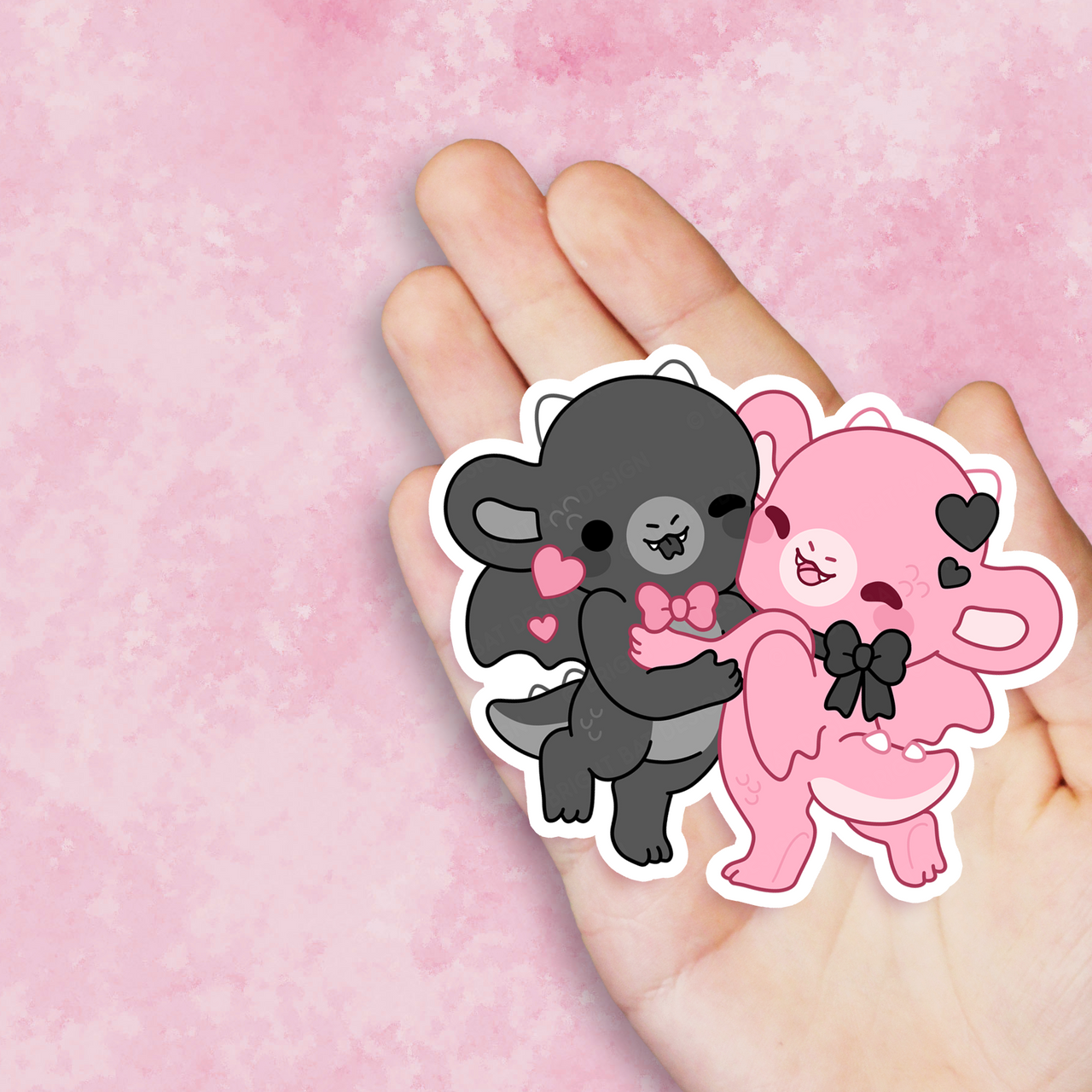 Ink and Blush Dragon Hug Vinyl Sticker – Bright Bat Design