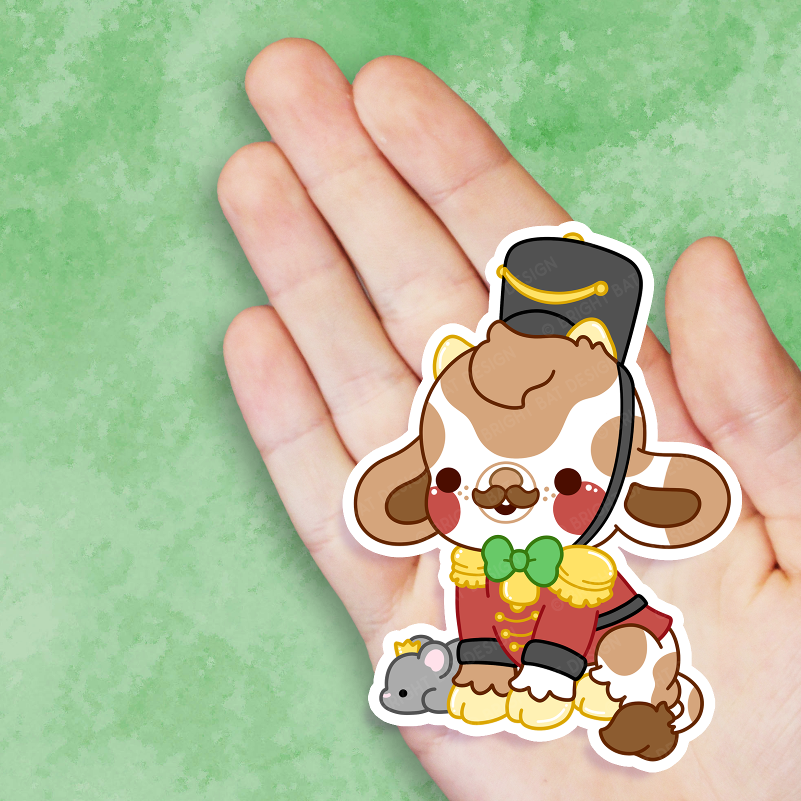 Tinsel the Nutcracker Cow Vinyl Sticker – Bright Bat Design