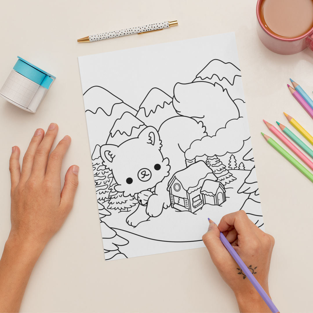 Yule Cat Coloring Page ( Digital Download ) – Bright Bat Design
