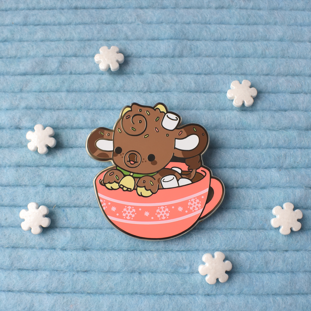 Coco the Hot Chocolate Cow Enamel Pin – Bright Bat Design