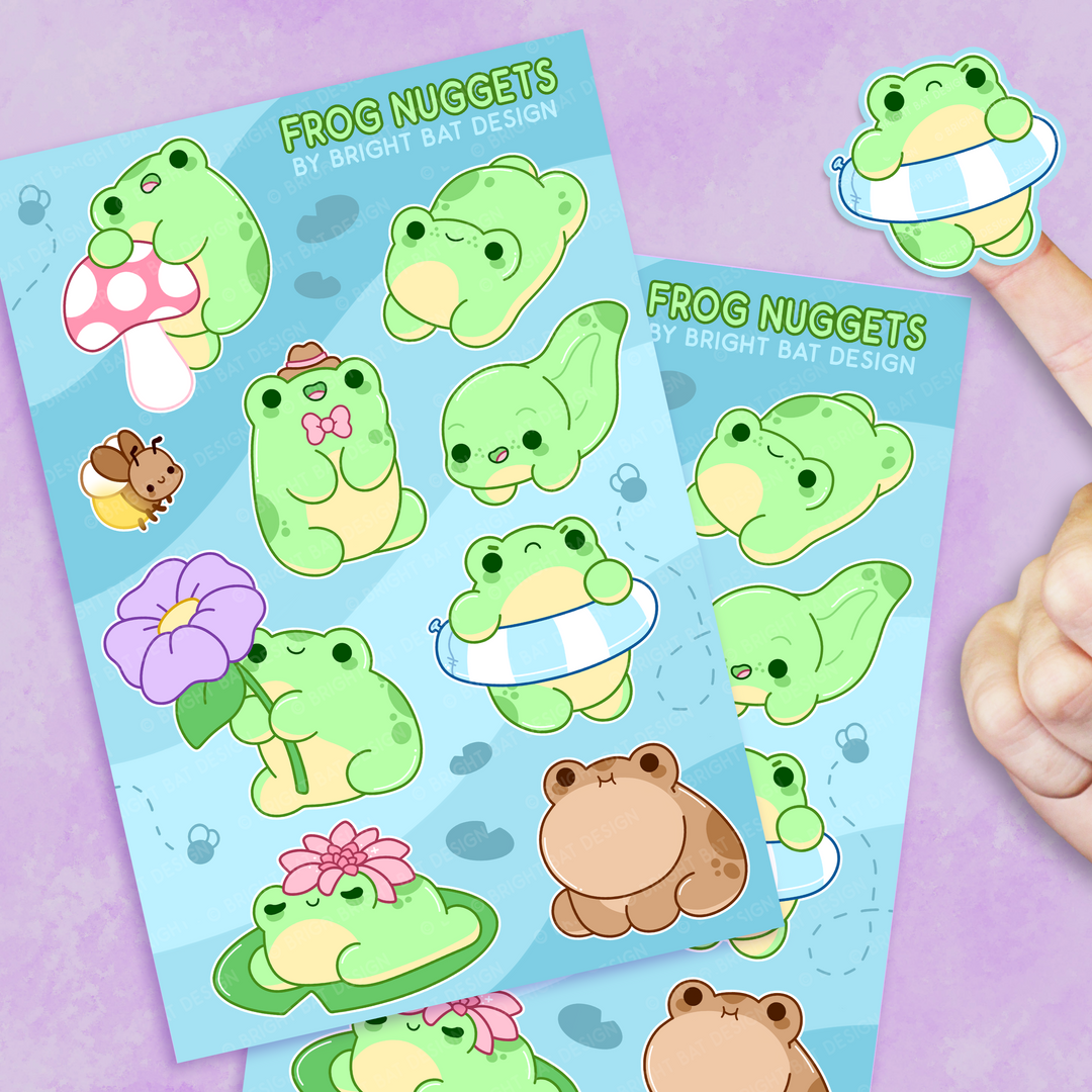 Frog Nuggets Sticker Sheets (2 Pack) – Bright Bat Design
