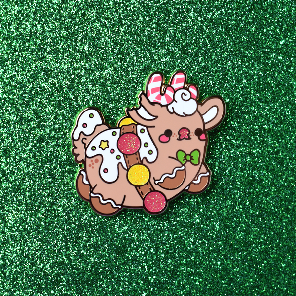 Gingerbread Rudolph the Reindeer Enamel Pin – Bright Bat Design