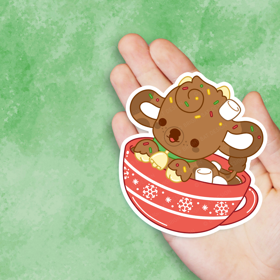 Coco the Hot Chocolate Cow Vinyl Sticker – Bright Bat Design