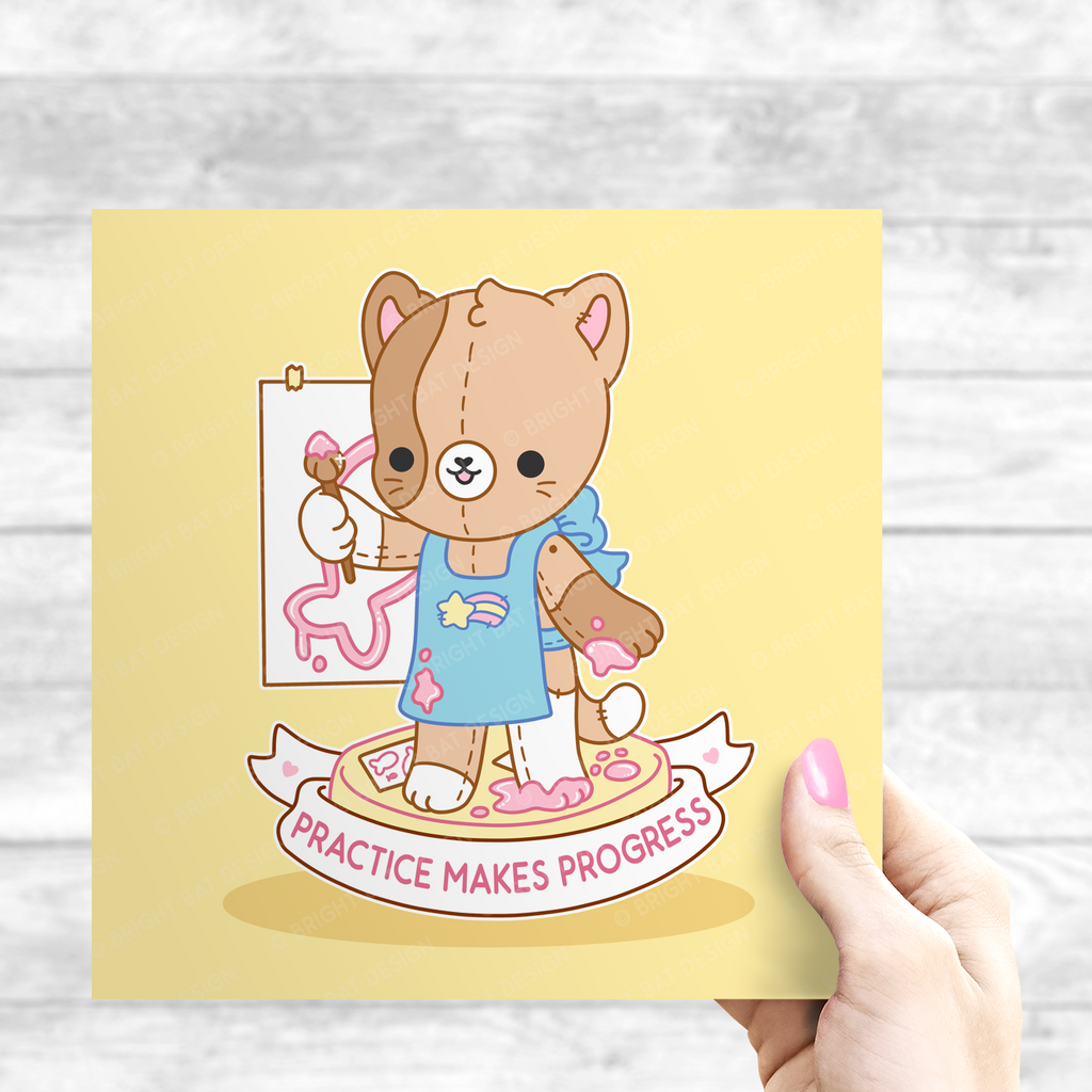 Practice Makes Progress Cat Print – Bright Bat Design