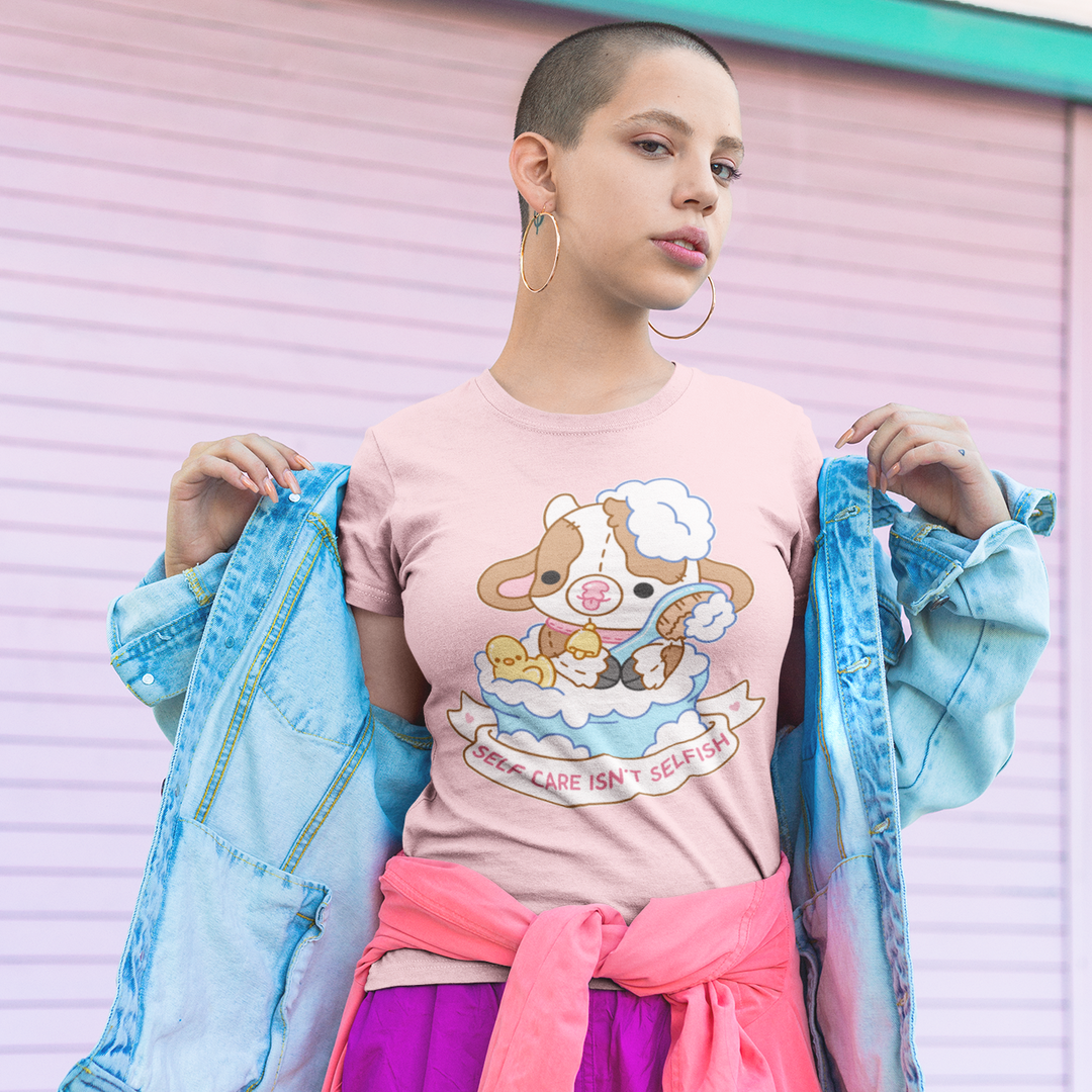 Self Care Isnt Selfish Cow TShirt – Bright Bat Design