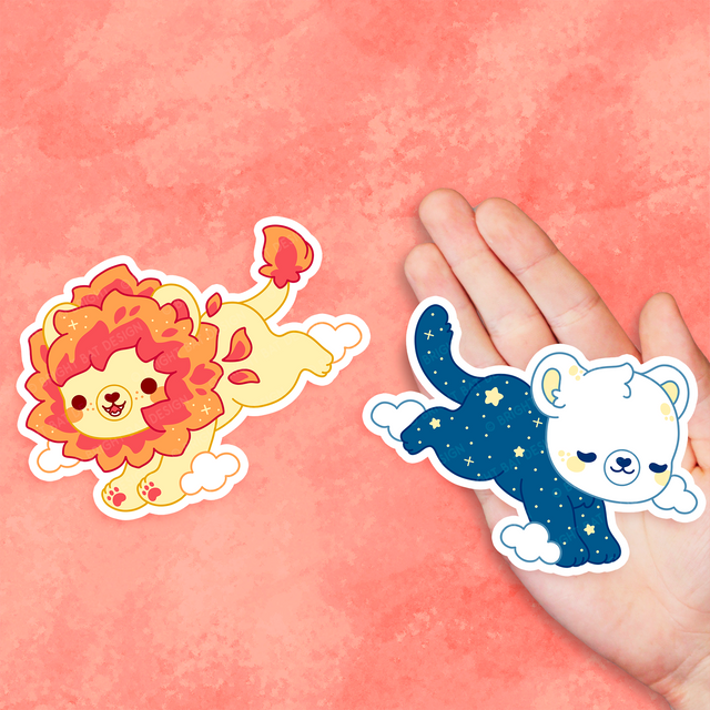 Sun & Moon Lions Vinyl Stickers – Bright Bat Design