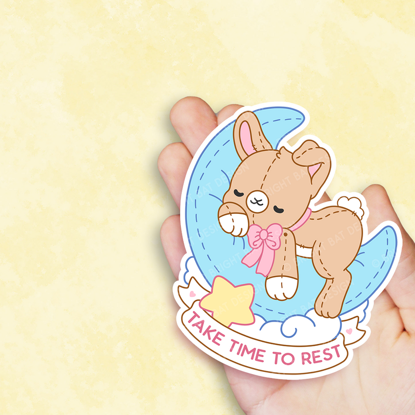 Take Time To Rest Bunny Vinyl Sticker – Bright Bat Design