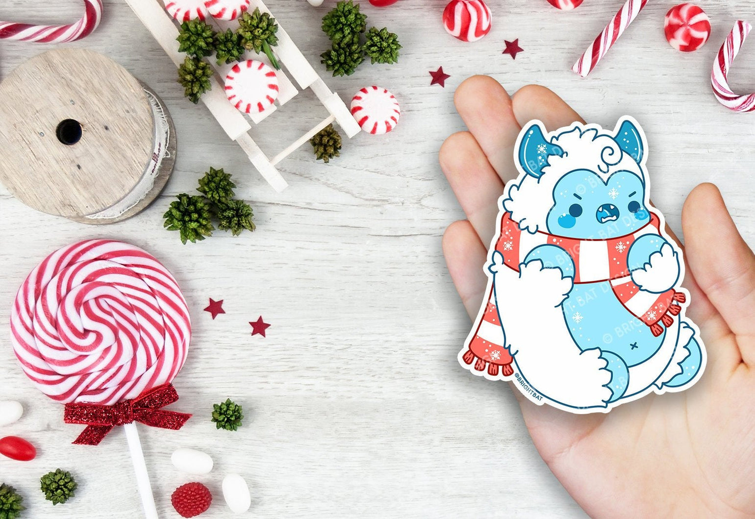 Grumpy Yeti Vinyl Sticker – Bright Bat Design